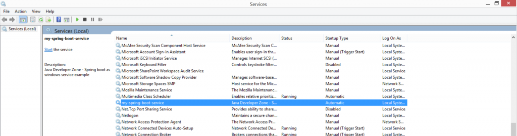 Spring boot as windows service – Java Developer Zone