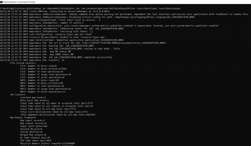 Hadoop Multiple Outputs Example – Java Developer Zone